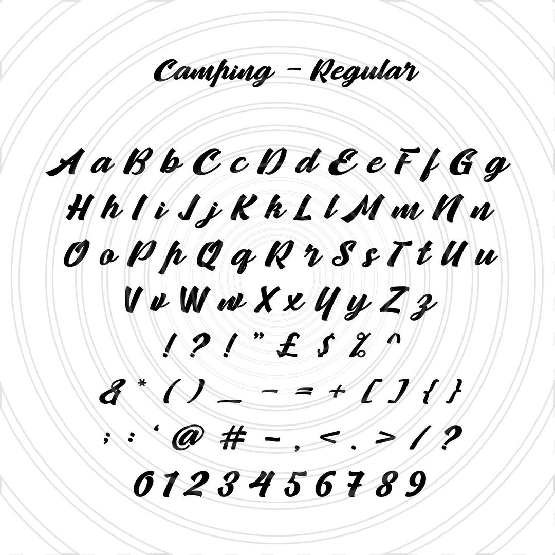 Camping Regular Script Calligraphy Font Alphabet Numbers - Etsy