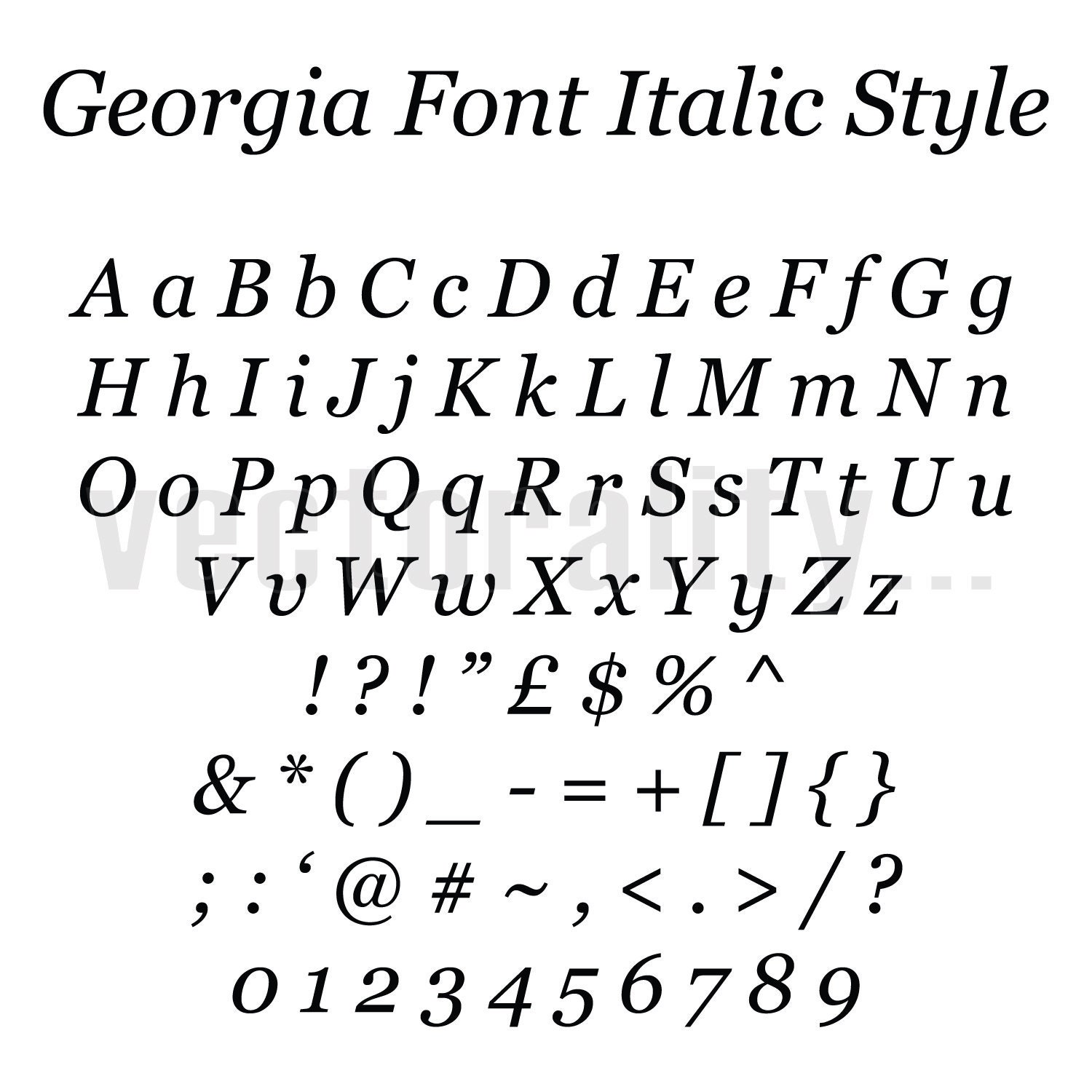 Georgia Font Regular Style Alphabet Letters Vector Art File Instant ...