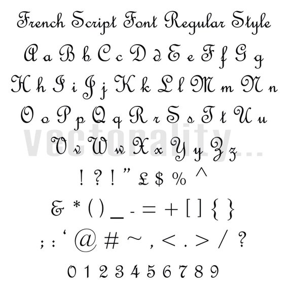 French Script Font Regular Style Scroll Alphabet Letters | Etsy
