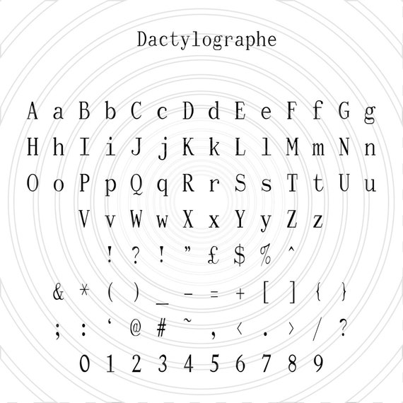 Dactylographe Serif Alphabet Numbers Letters Vector Art File | Etsy
