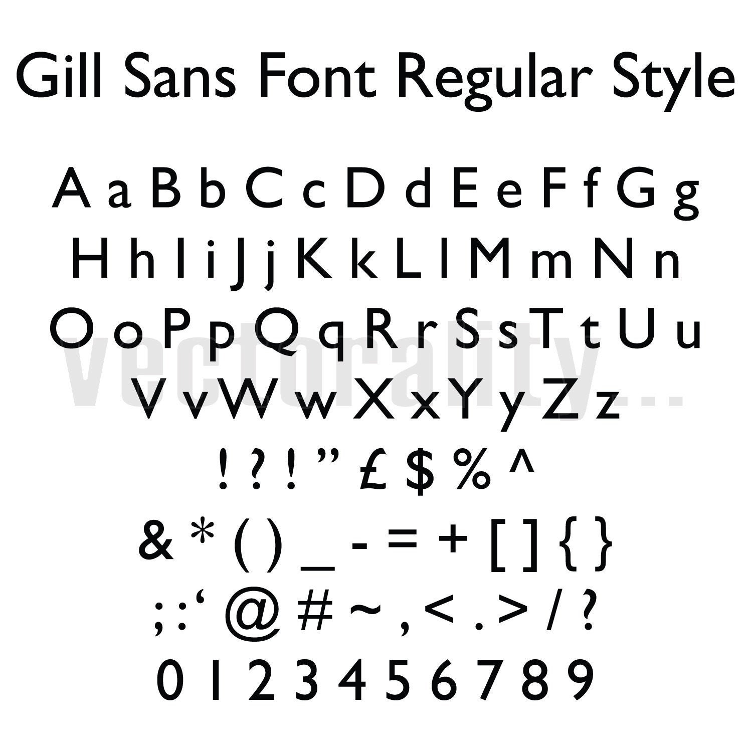 Gill Sans Font Regular Style Alphabet Letters Vector Art File - Etsy UK