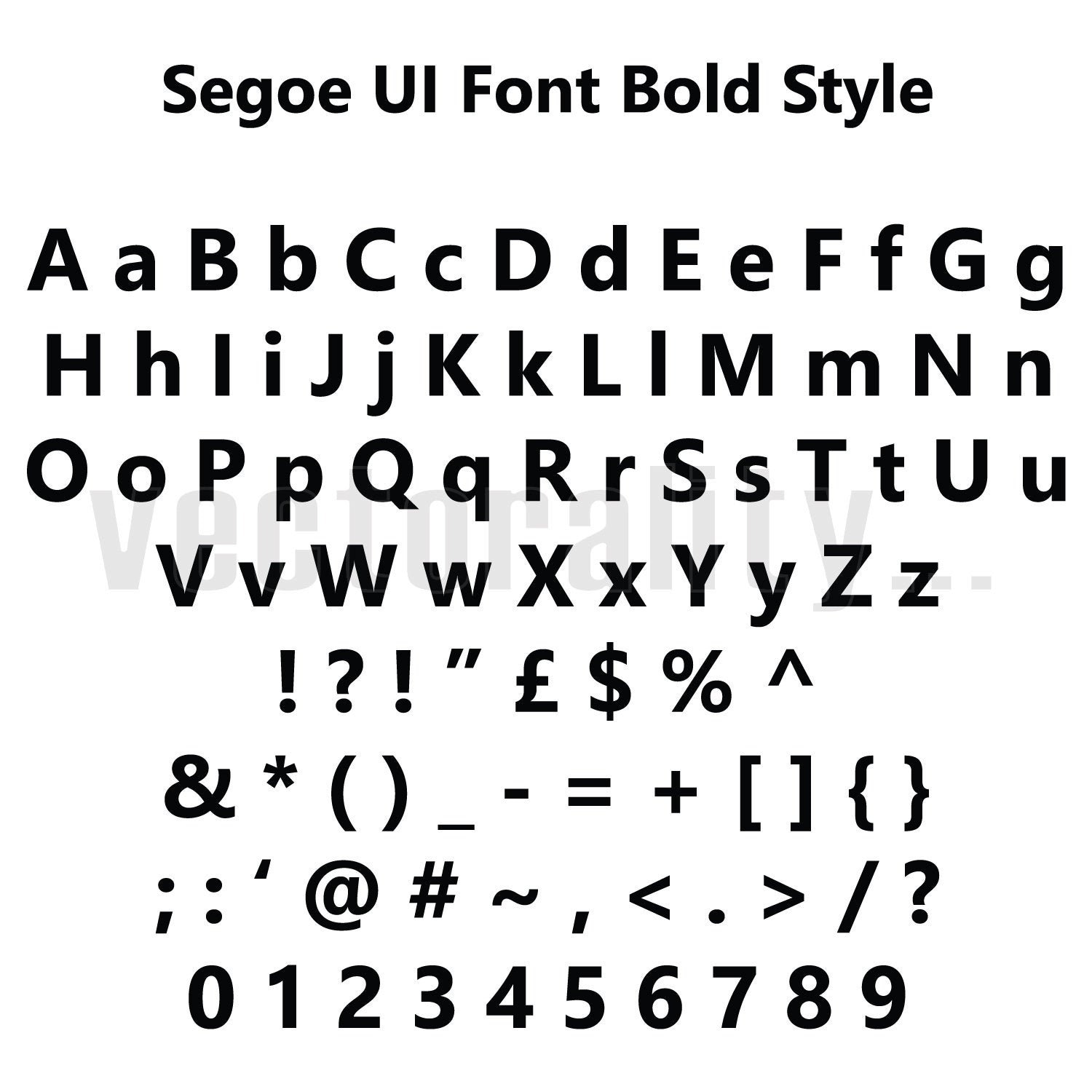 Segoe UI Font Bold Style Alphabet Numbers Letters Vector Art | Etsy