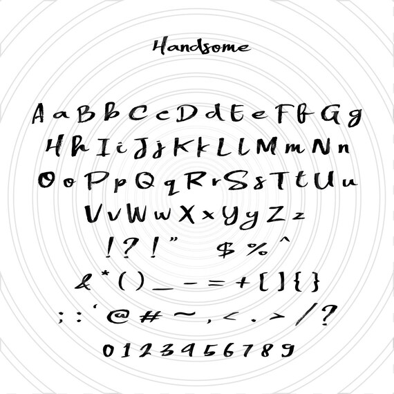 Handsome Handwriting Script Font Alphabet Numbers Letters | Etsy