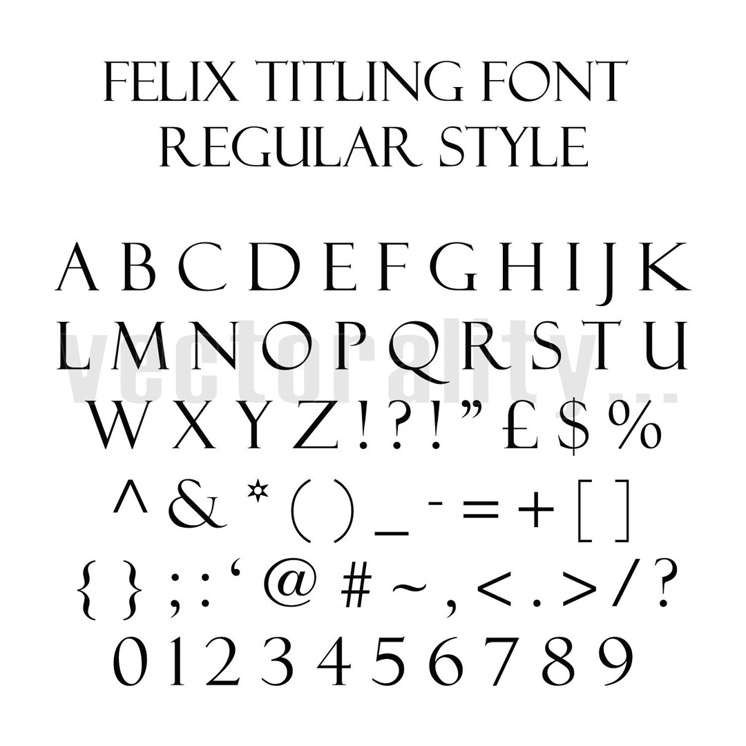 Felix Titling Font Regular Style Alphabet Letters Vector Art - Etsy