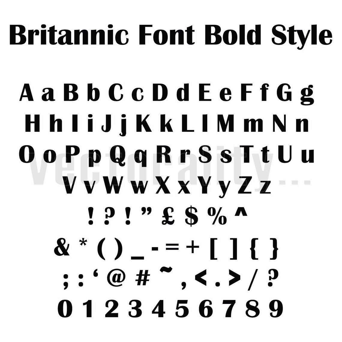 Britannic Font Bold Style Alphabet Numbers Letters Vector Art - Etsy