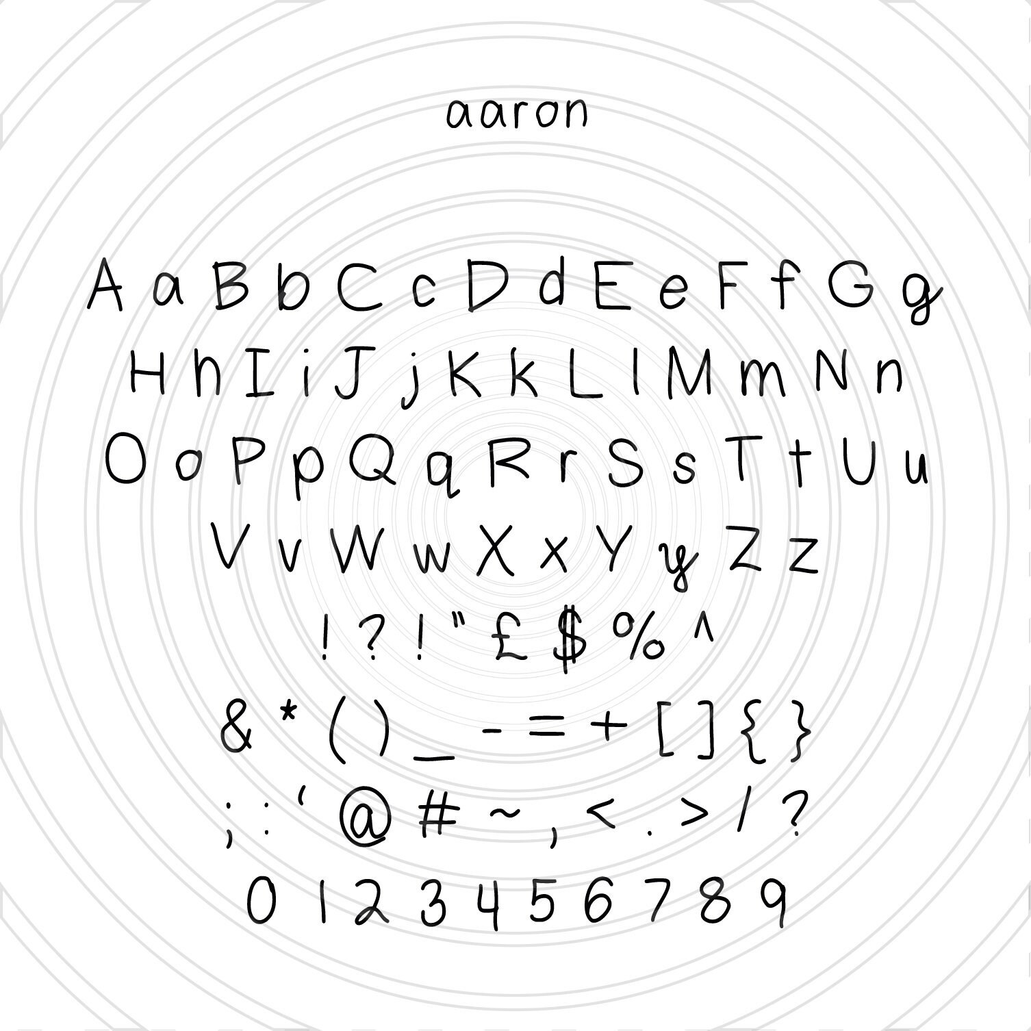 Aaron Handwriting Hand Script Font Alphabet Numbers Letters | Etsy
