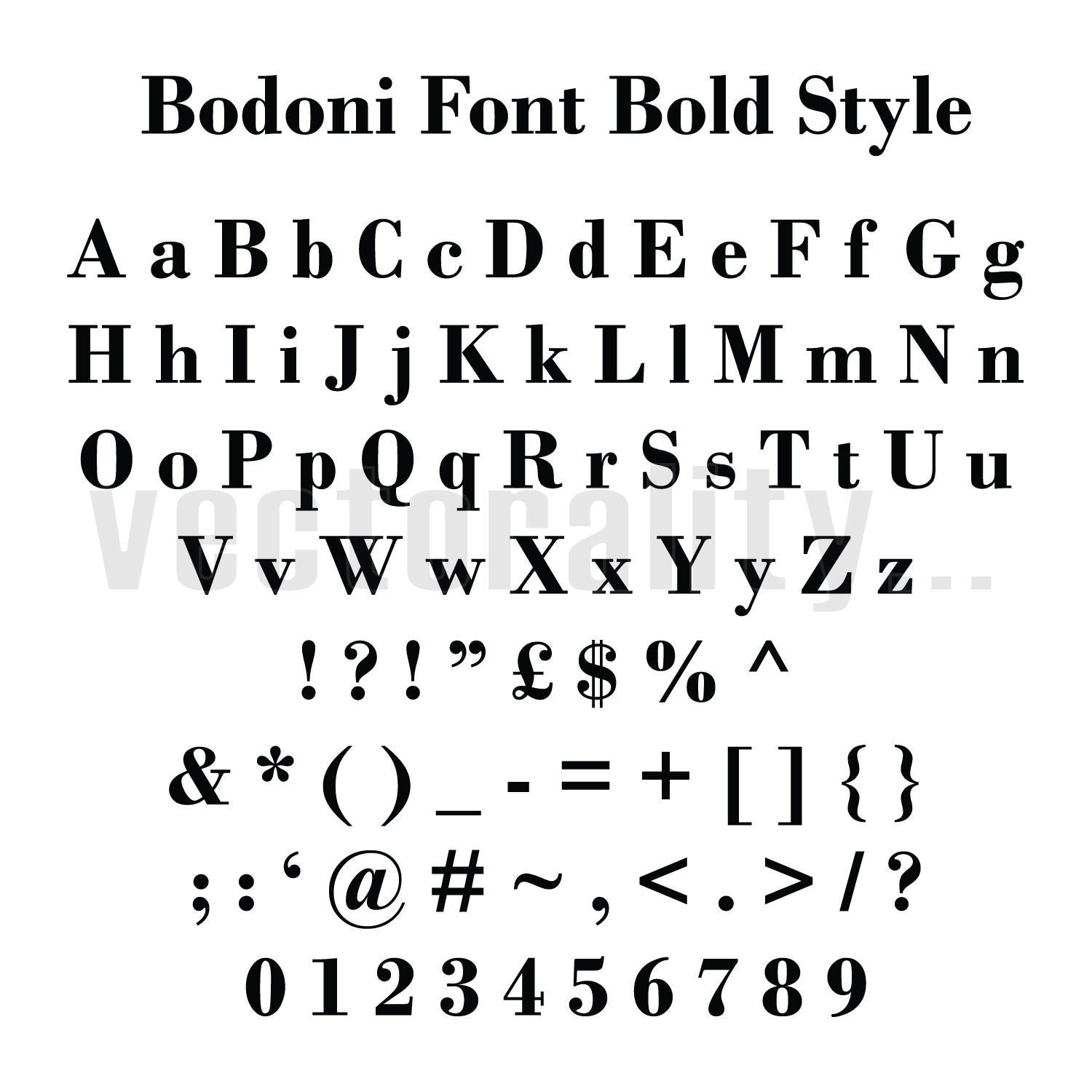 Bodoni Font Bold Style Alphabet Numbers Letters Vector Art - Etsy Ireland