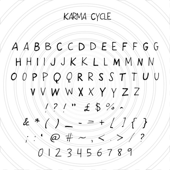 Craft Supplies & Tools Karma Cycle Handwriting Script Font Alphabet ...