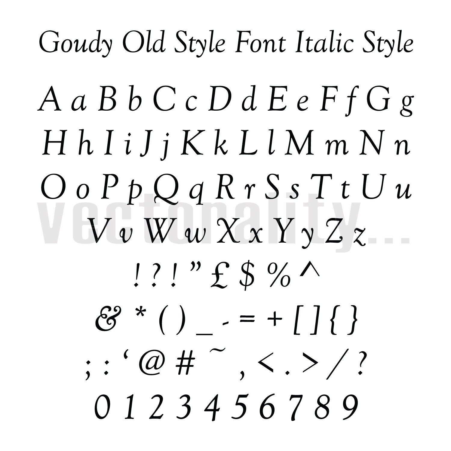 Goudy Old Style Font Italic Style Alphabet Numbers Letters | Etsy