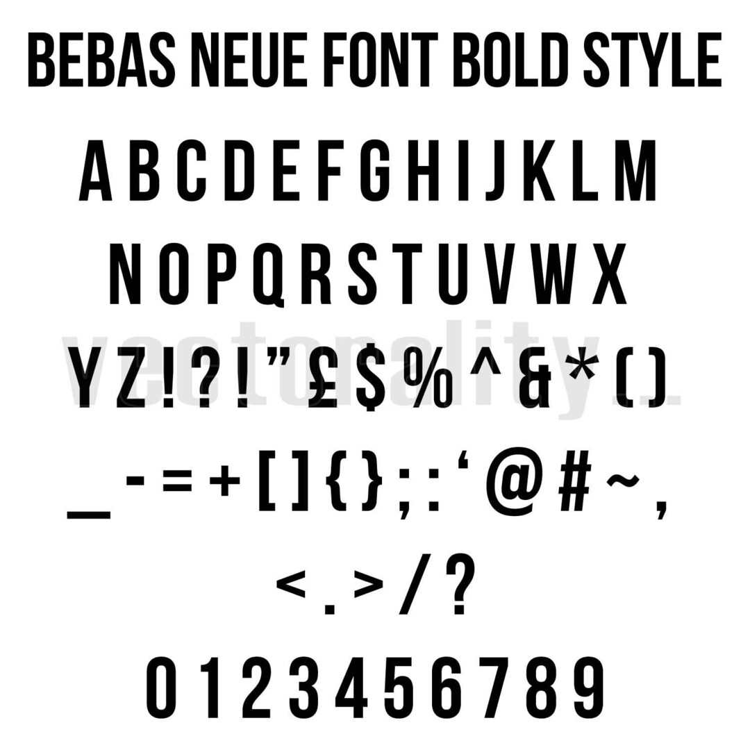 Bebas Neue Font Bold Style Alphabet Numbers Letters Vector Art - Etsy