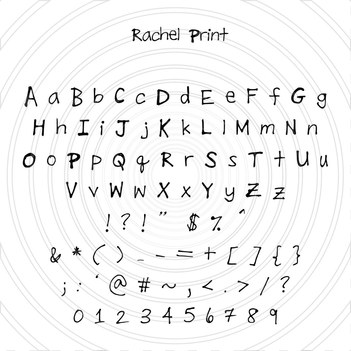 Rachel Print Handwriting Script Font Alphabet Numbers Letters - Etsy