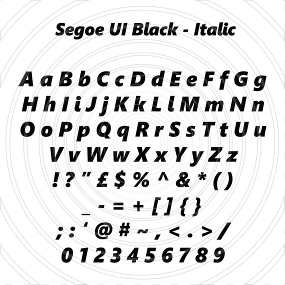 Segoe UI Black Italic Sans Serif Modern Plain Futuristic - Etsy Finland