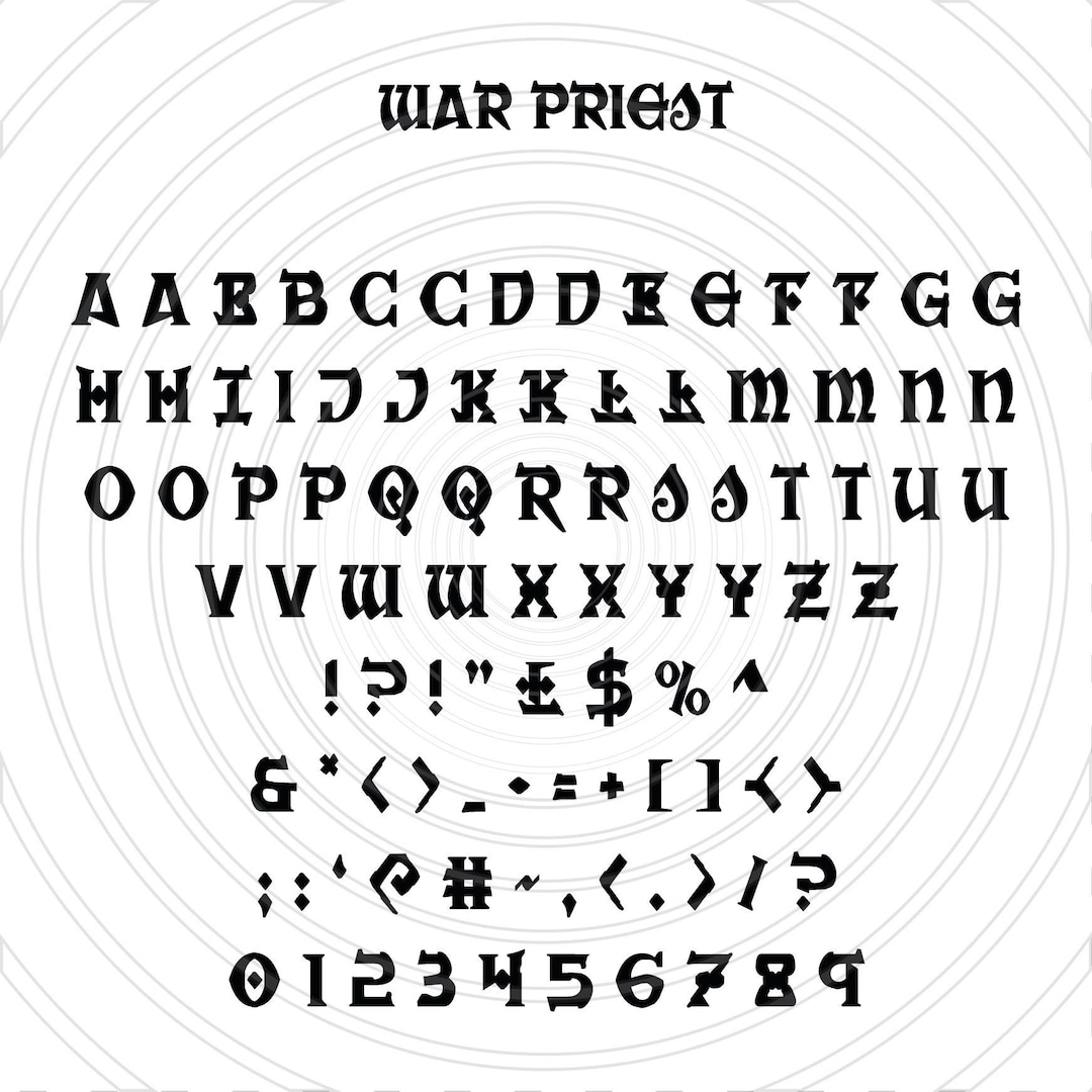 War Priest Ye Olde Text Medieval Alphabet Letters Vector Art - Etsy