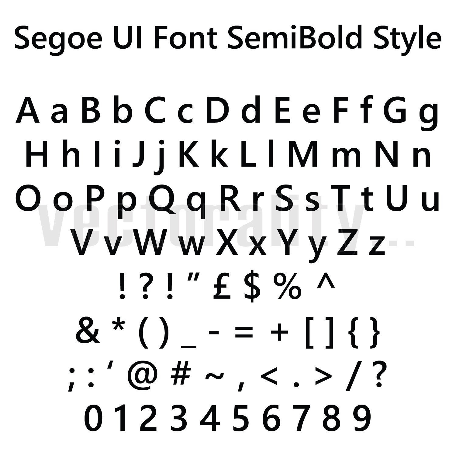 Segoe UI Font SemiBold Style Alphabet Numbers Letters Vector | Etsy