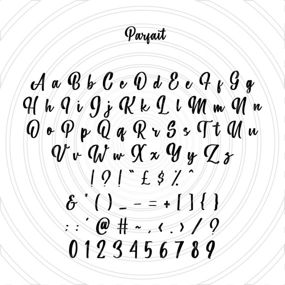 Parfait Script Hand Calligraphy Font Alphabet Numbers Letters - Etsy