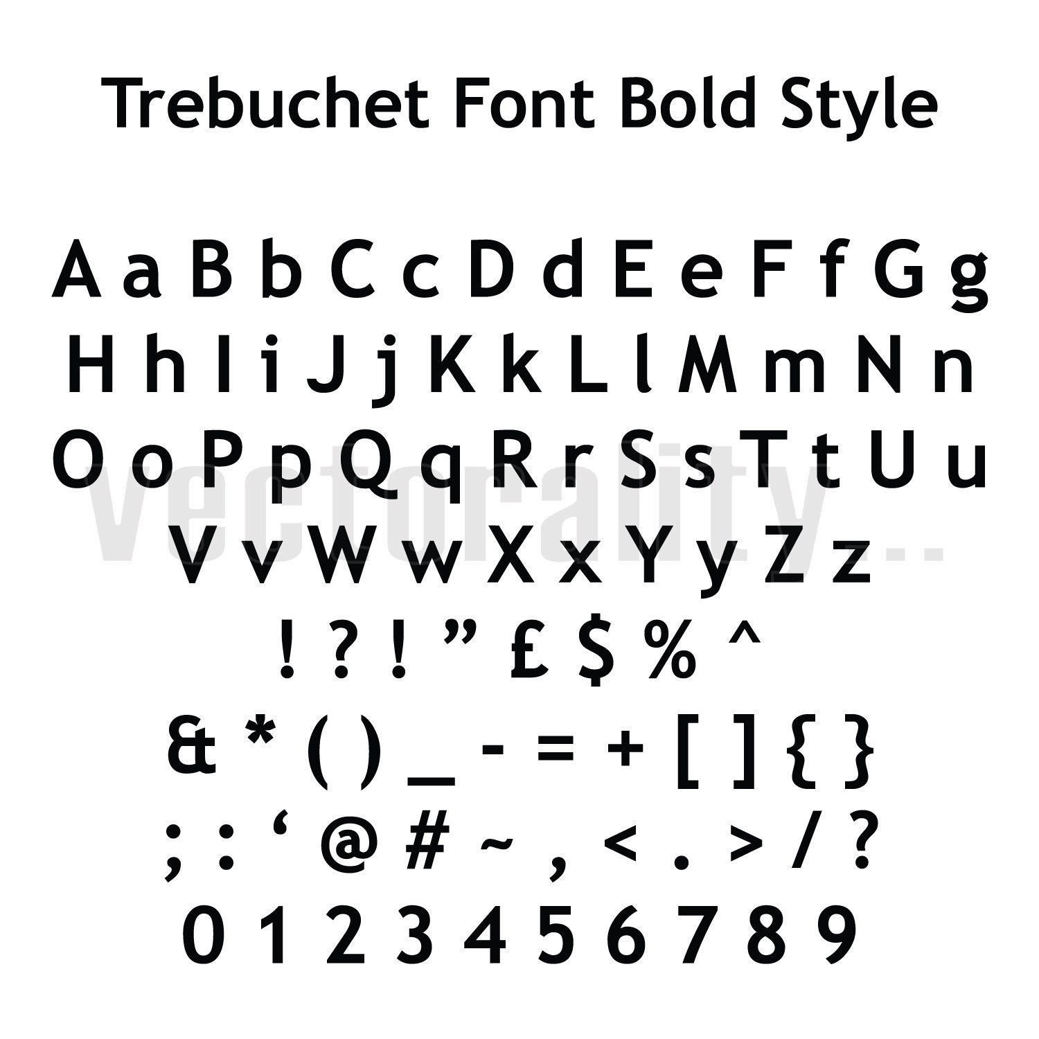Trebuchet Font Bold Style Alphabet Numbers Letters Vector Art - Etsy