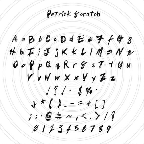 Patrick Scratch Handwriting Script Font Alphabet Letters | Etsy