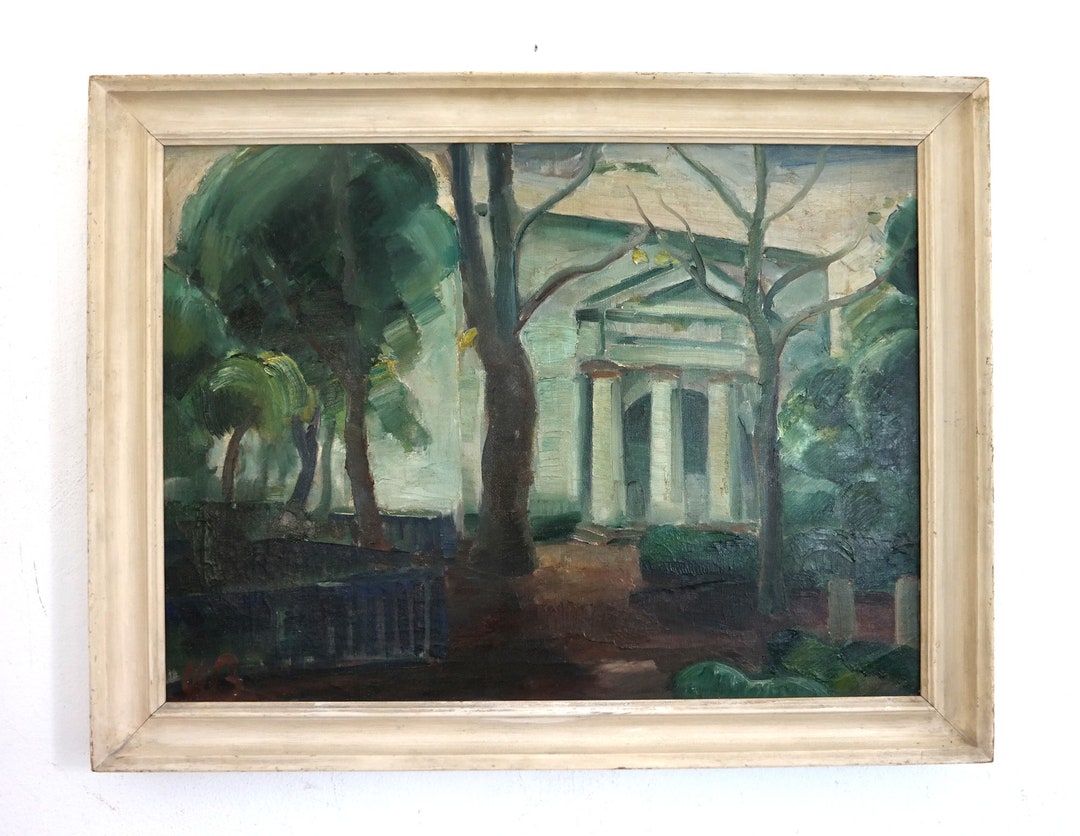 Expressionist, Urban Cemetery Scene, Willy Bille, 1st Half of the 20th ...