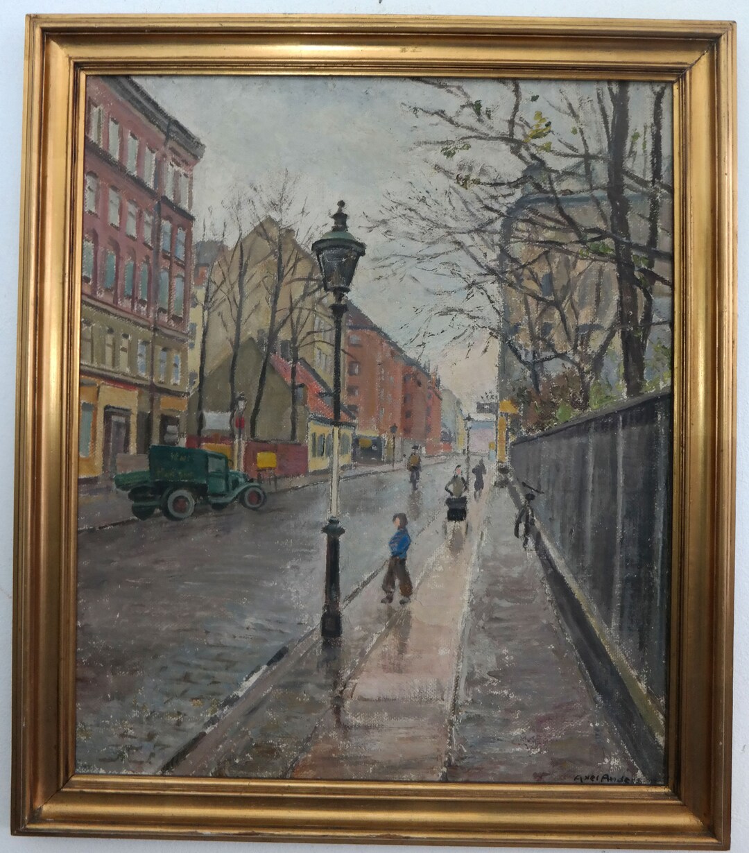 Lively Street Scene With Truck, Impressionist, 1st Half of the 20th ...