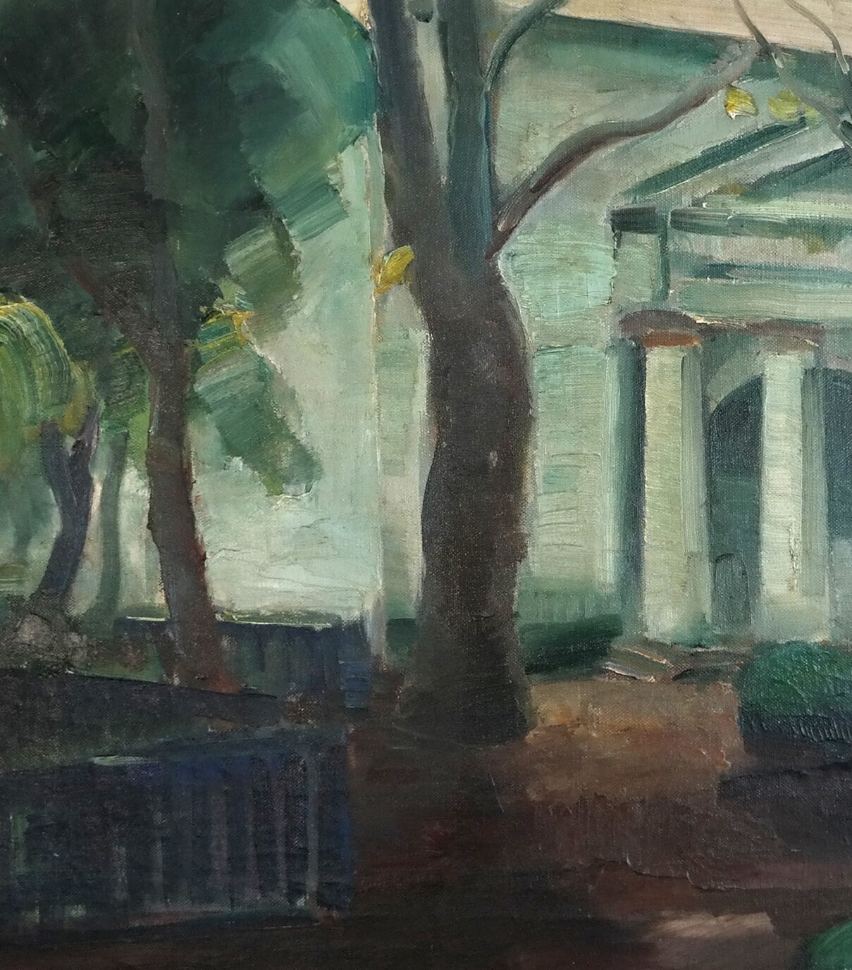 Expressionist, Urban Cemetery Scene, Willy Bille, 1st Half of the 20th ...