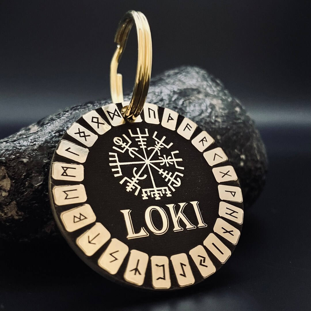 Dog Tag Dog Tag Loki Dog Tags Futark Hand Stamped Dog Tag Horn of Odin ...