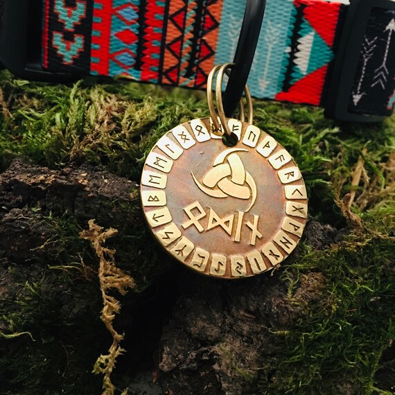 Dog Tag Dog Tag Odin Dog Tags Futark Hand Stamped Dog | Etsy