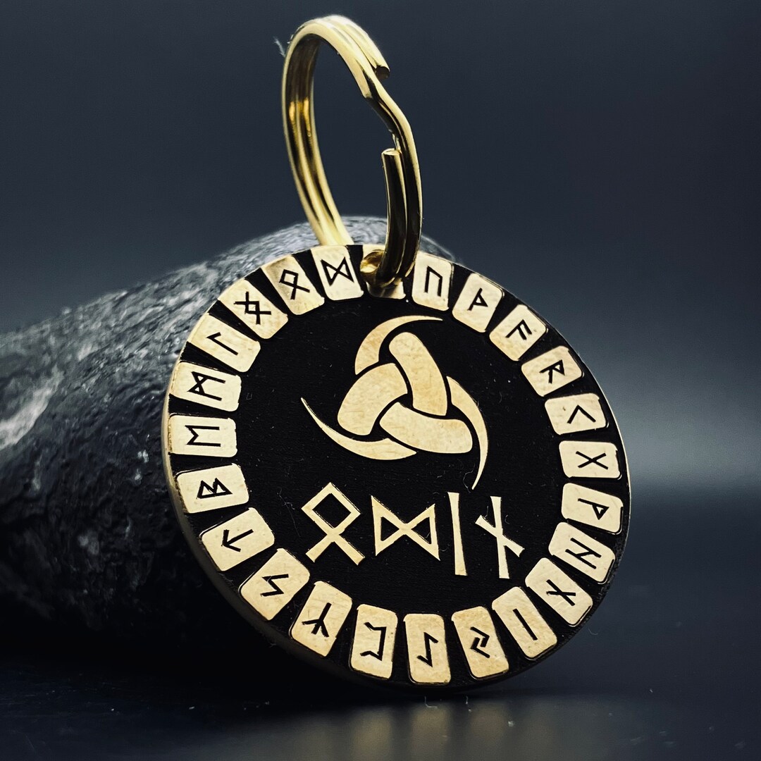 Dog Tag Dog Tag Odin Dog Tags Futark Hand Stamped Dog Tag Horn of Odin ...