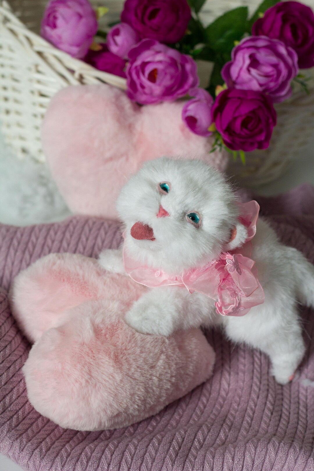 Little White Kitten/realistic Toy/plush Stuffed Animal/cute Handmade ...