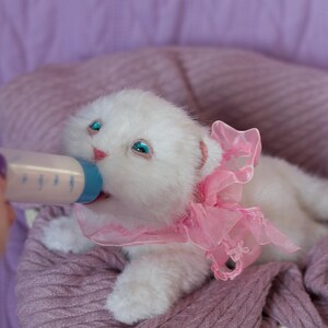 Little White Kitten/realistic Toy/plush Stuffed Animal/cute Handmade ...