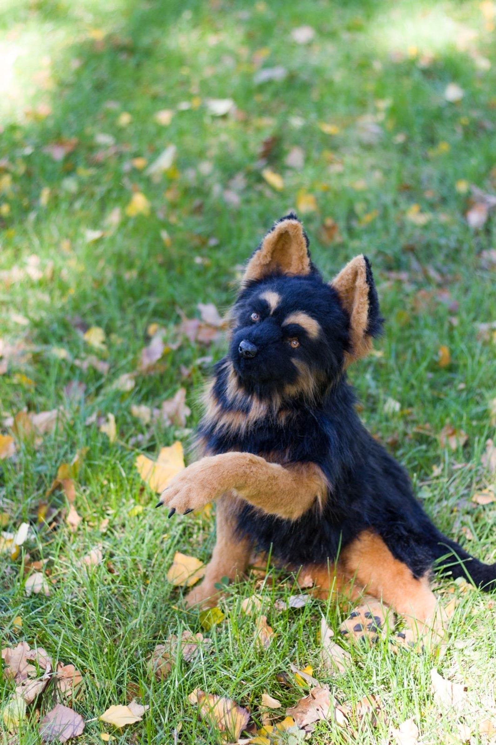 German Shepherd Puppy Amadeus Poseable Handmade Plush Life-size Animal ...