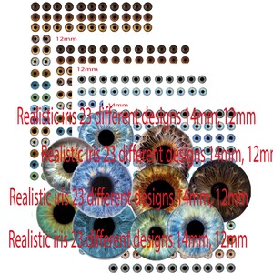 Realistic Iris for Dolls and Toys. Round Pupil. Sizes 14mm, 12mm ...