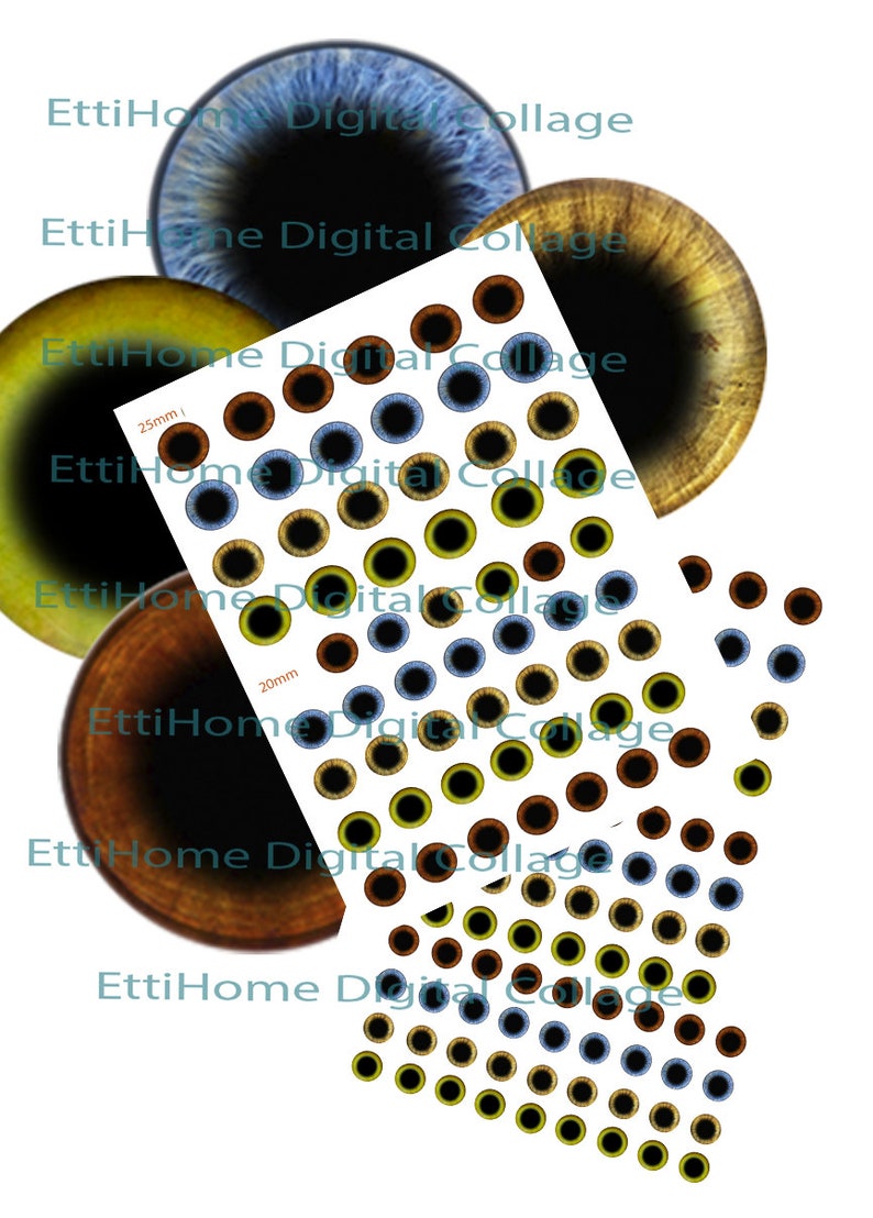 Realistic Iris of Eyes With Large Pupils/digital Collage Sheet ...