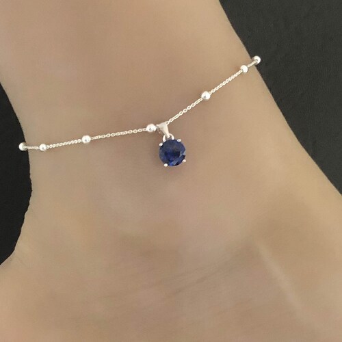Triple Crescent Moon Anklet Sterling Silver Beaded Ankle | Etsy