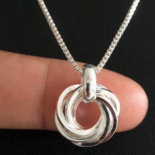 7 Circles Necklace Sterling Silver 7 Rings Necklace 70th | Etsy