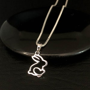 Rabbit Necklace, Sterling Silver Bunny Pendant, Delicate Rabbit Charm ...