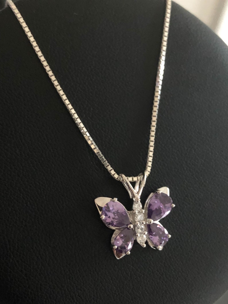 Amethyst Butterfly Necklace Sterling Silver Butterfly - Etsy