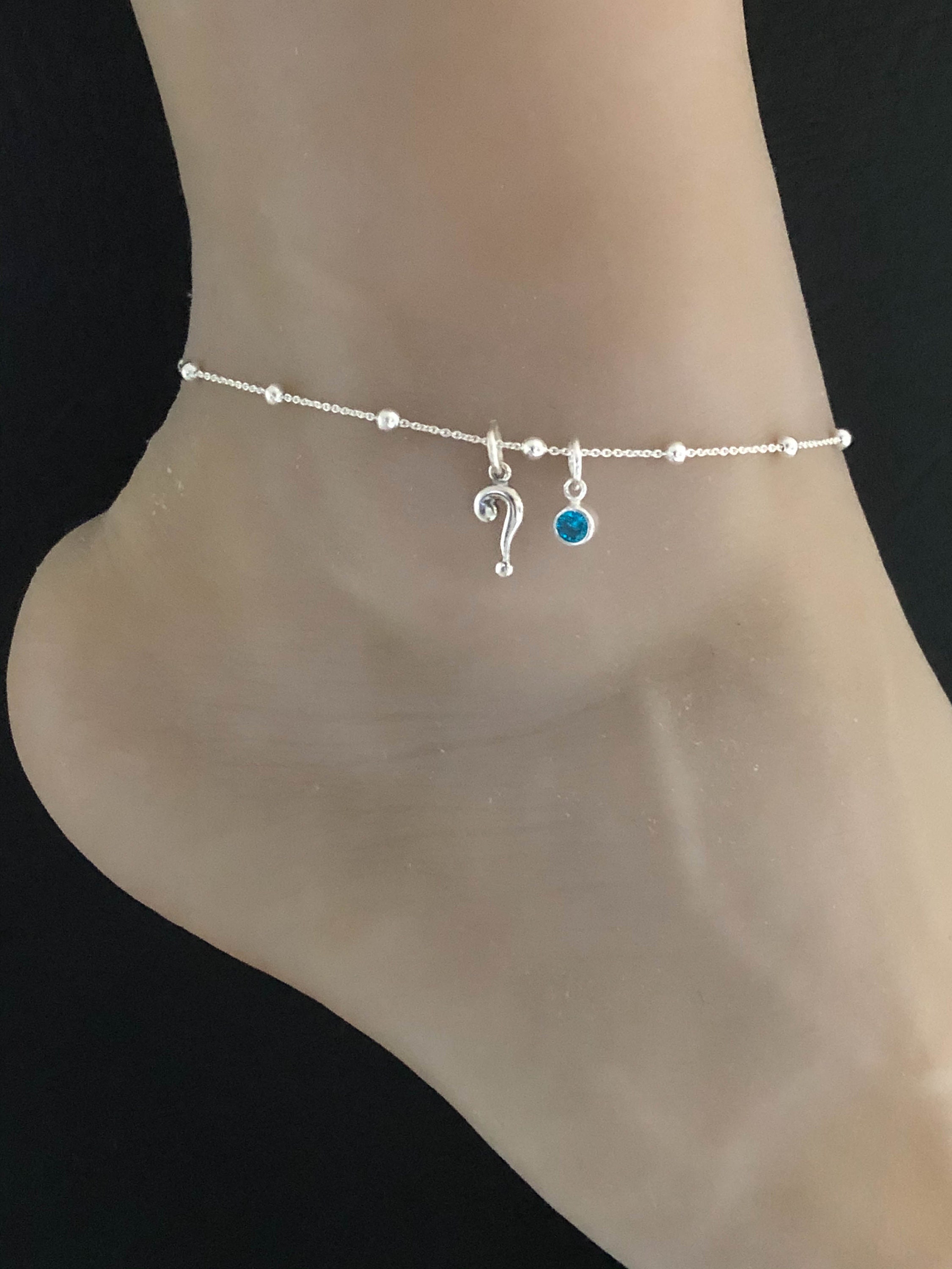 Question Sign Anklet Sterling Silver Beaded Ankle Bracelet | Etsy