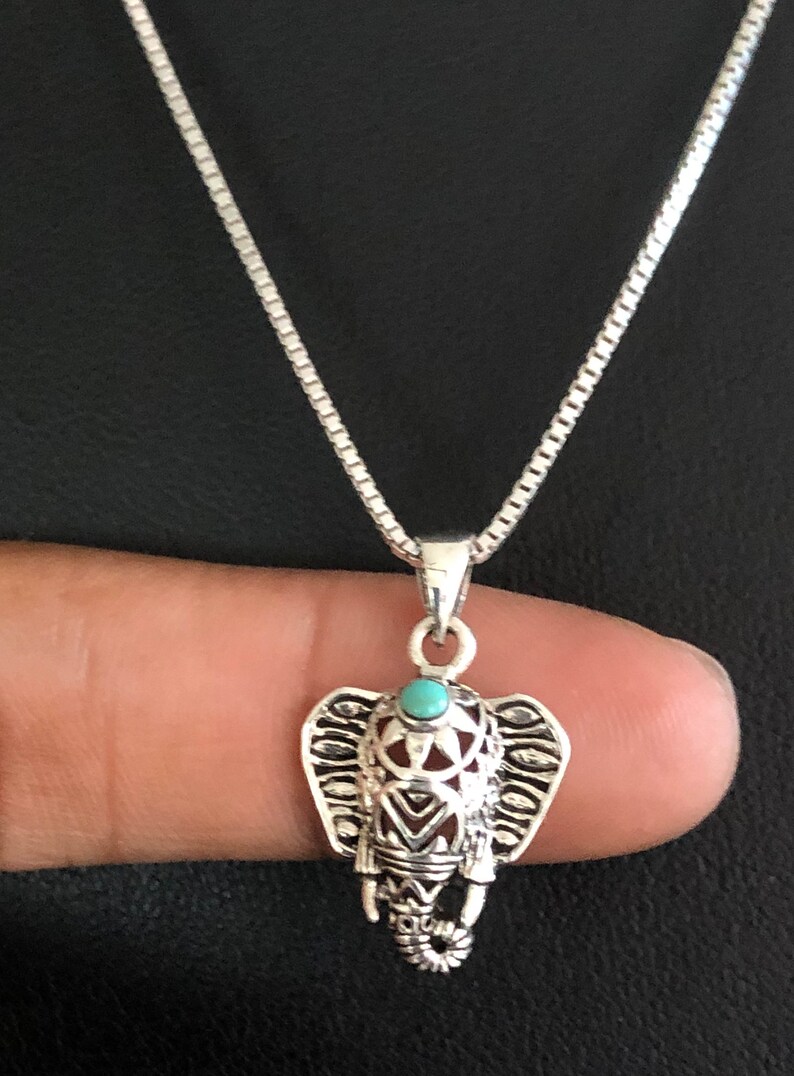Turquoise Elephant Necklace Sterling Silver Elephant Pendant | Etsy