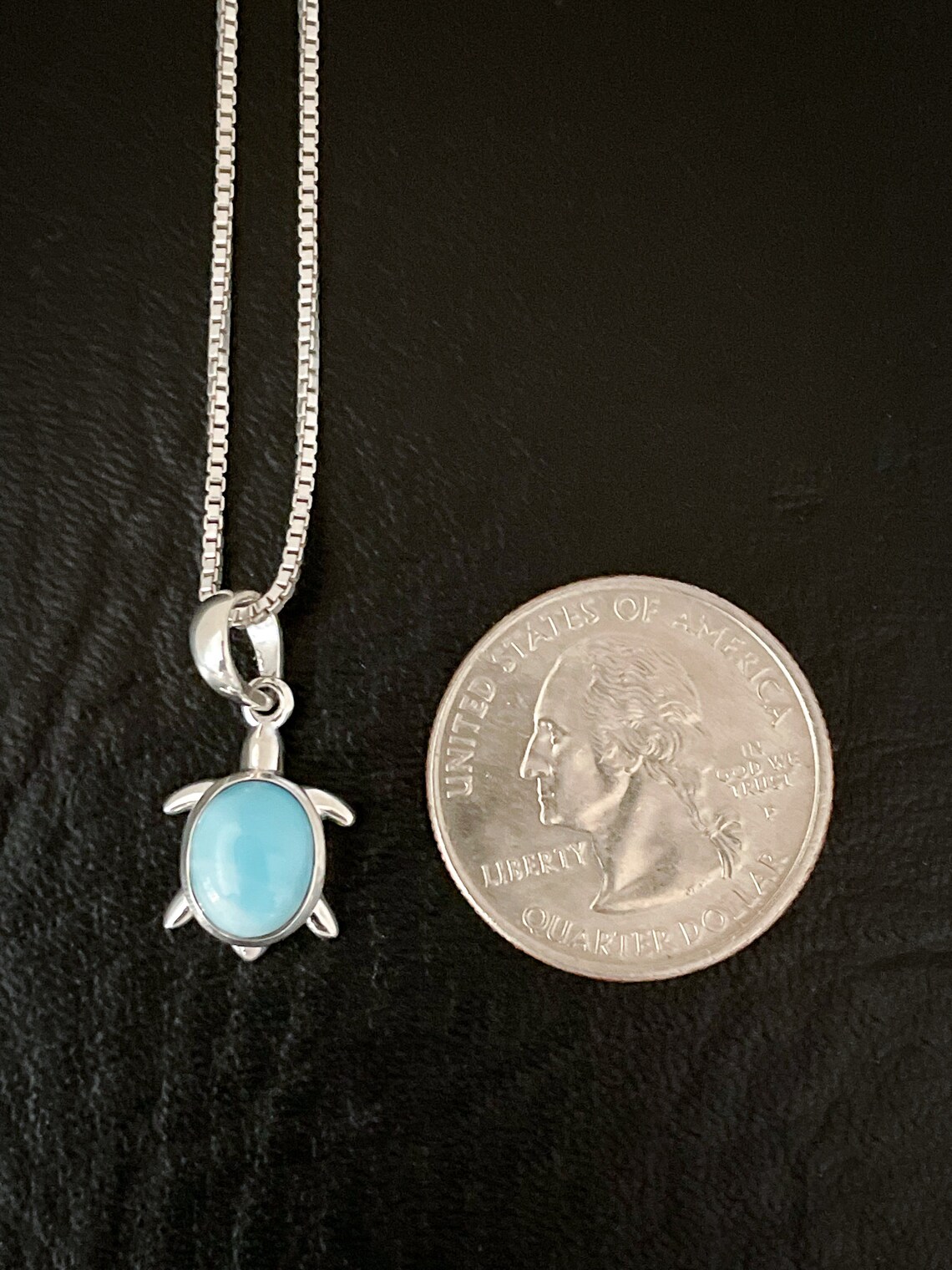 Natural Larimar Turtle Necklace, Sterling Silver Larimar Turtle Pendant ...