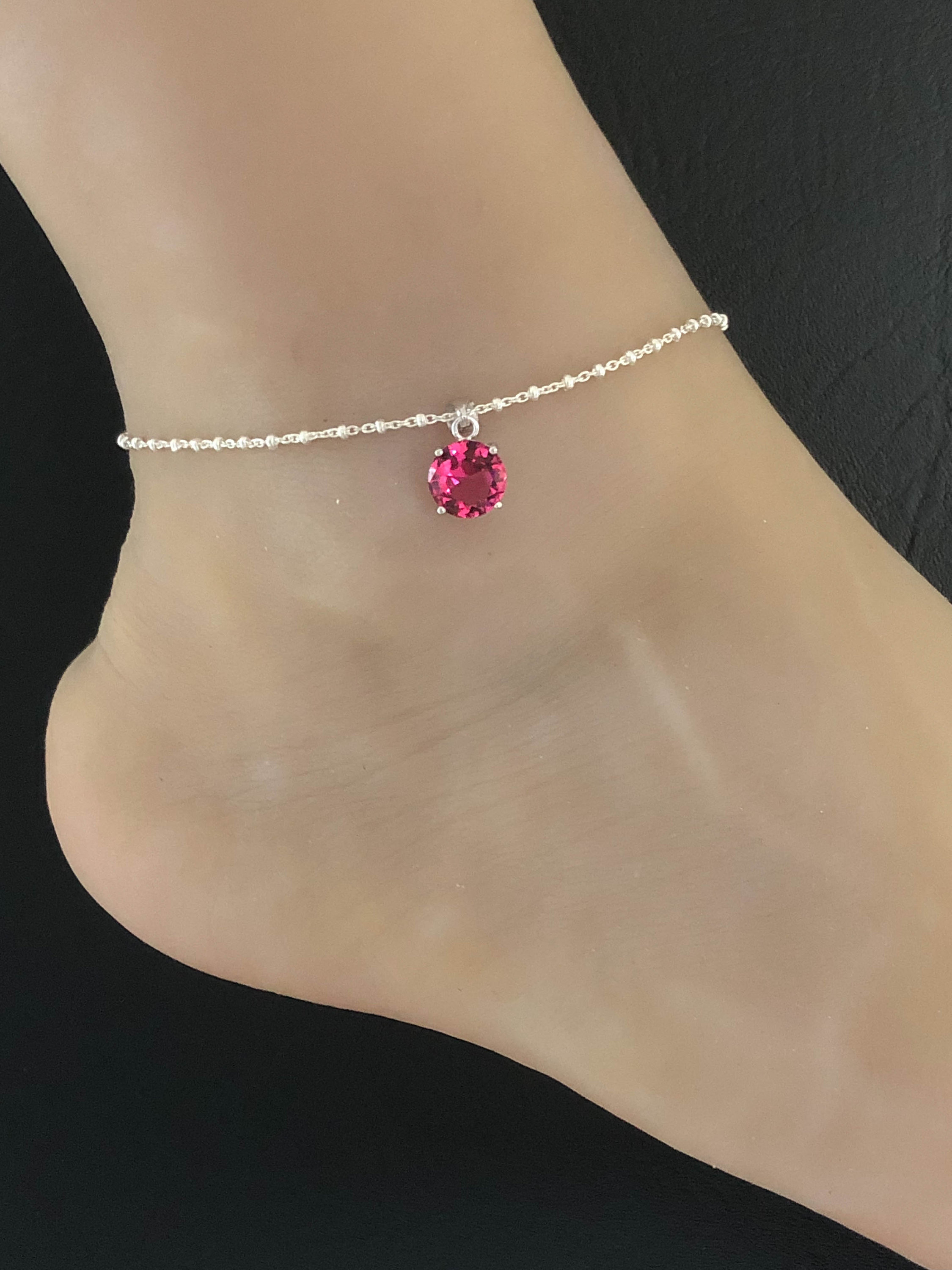 Ruby Ankle Bracelet for Girls - Etsy