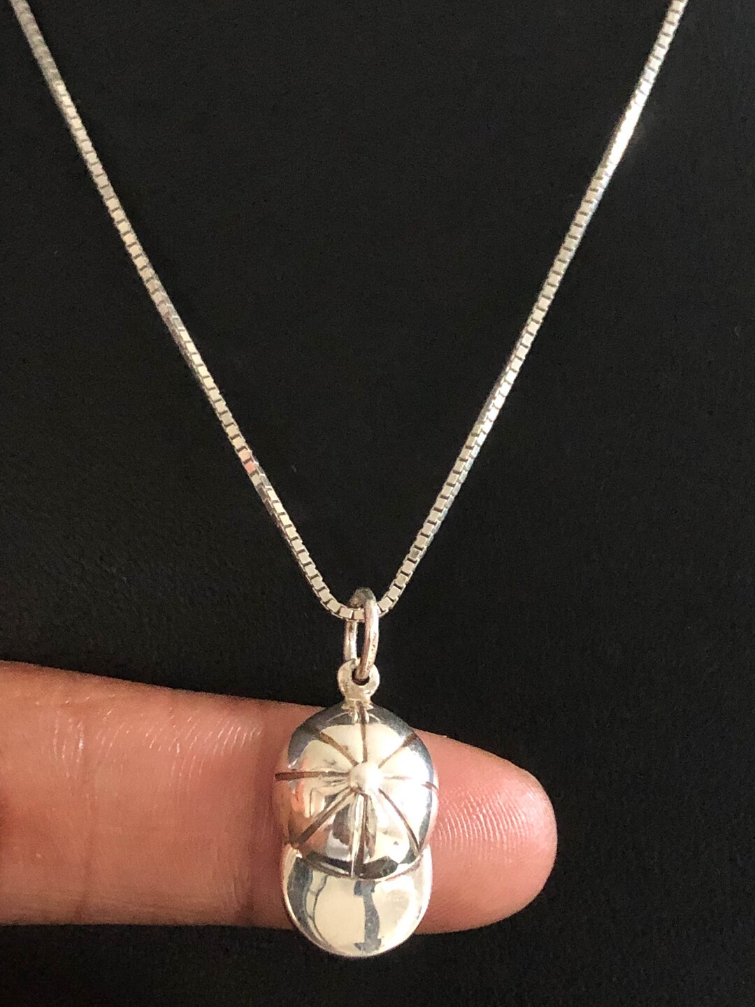 Baseball Cap Necklace, Sterling Silver Baseball Cap Pendant, Baseball ...