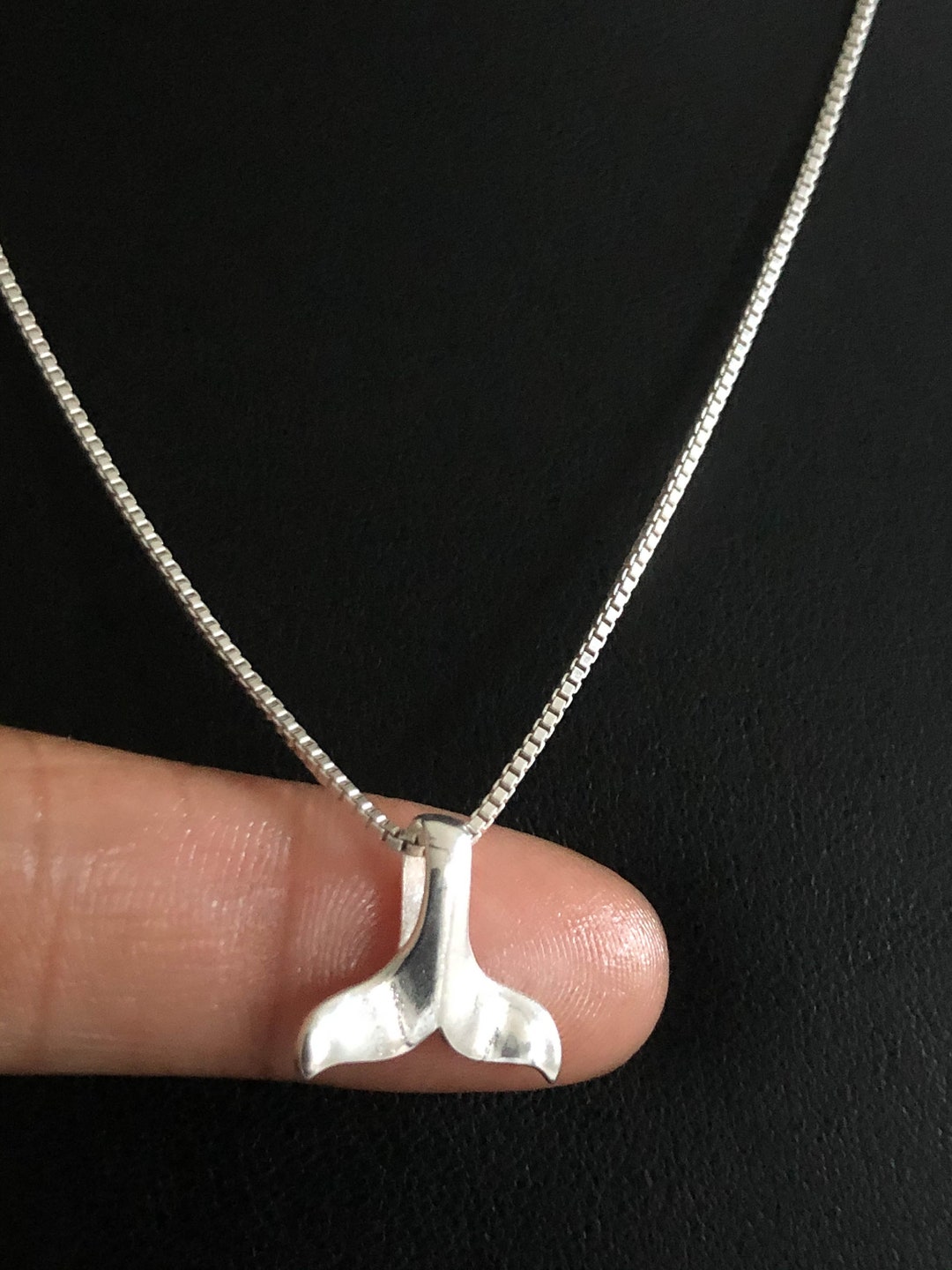Whale Tail Necklace, Sterling Silver Whale Tail Pendant, Dolphin Tail ...