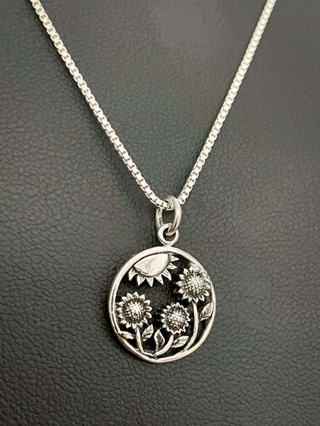 Sunshine Sunflower Necklace, Sterling Silver Sunflower Pendant ...