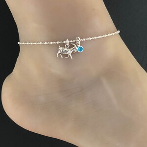 Capricorn Goat Anklet, Sterling Silver Beaded Ankle Bracelet, Good Luck ...