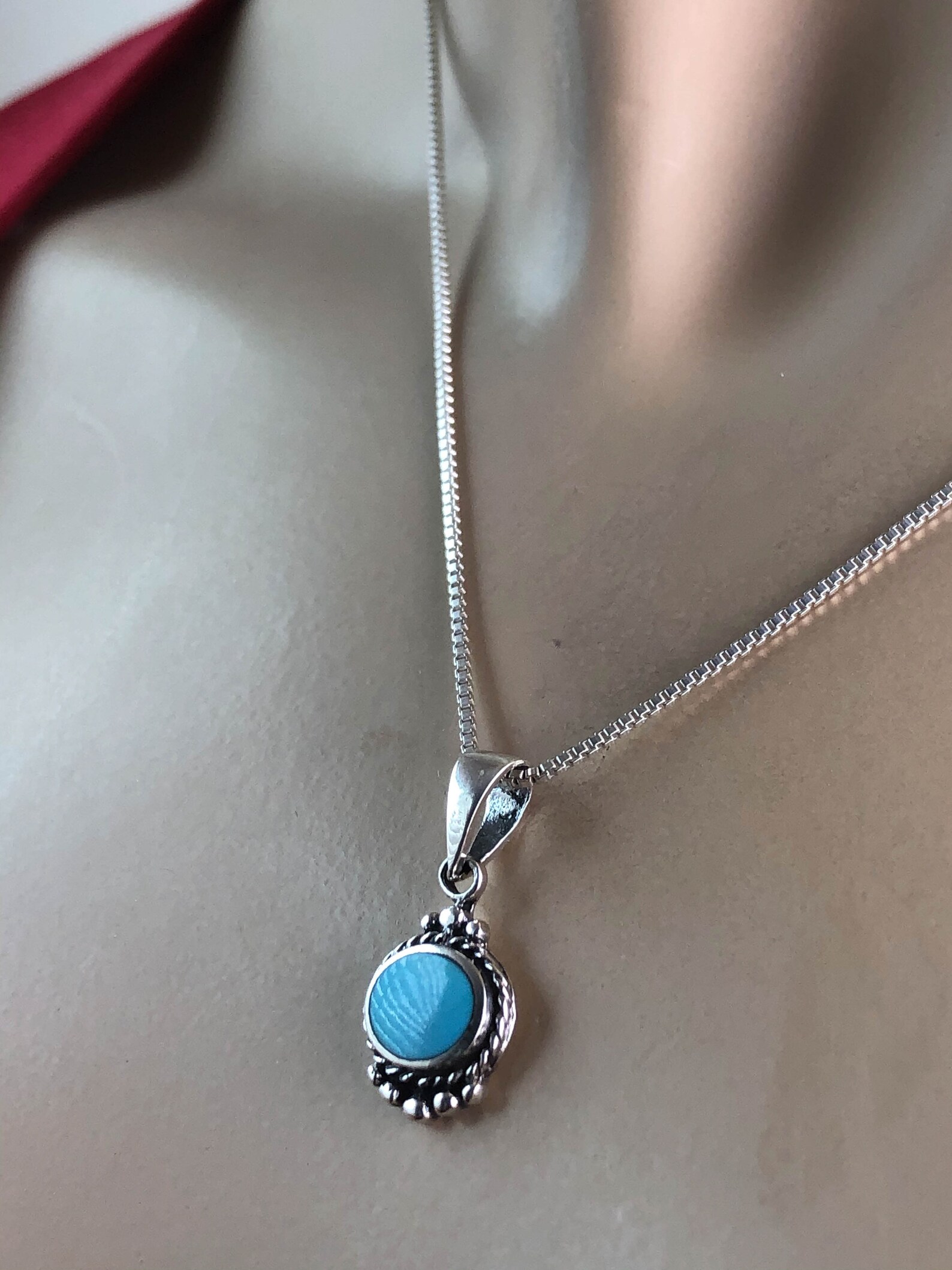 Genuine Turquoise Necklace Sterling Silver Turquoise Pendant | Etsy