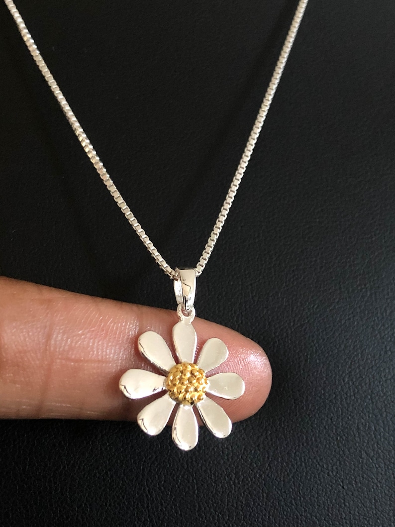 Dainty Daisy Necklace, Sterling Silver Daisy Pendant, Daisy Charm ...
