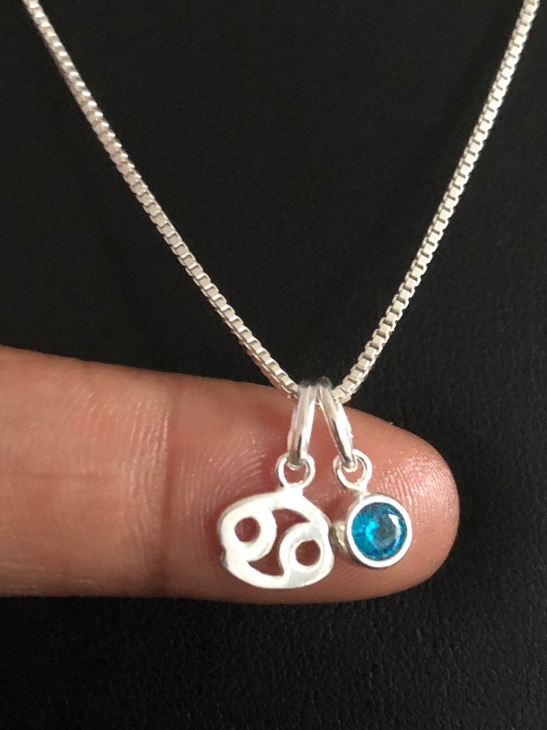 Petite Cancer Necklace, Sterling Silver Cancer Pendant, June Birthstone ...