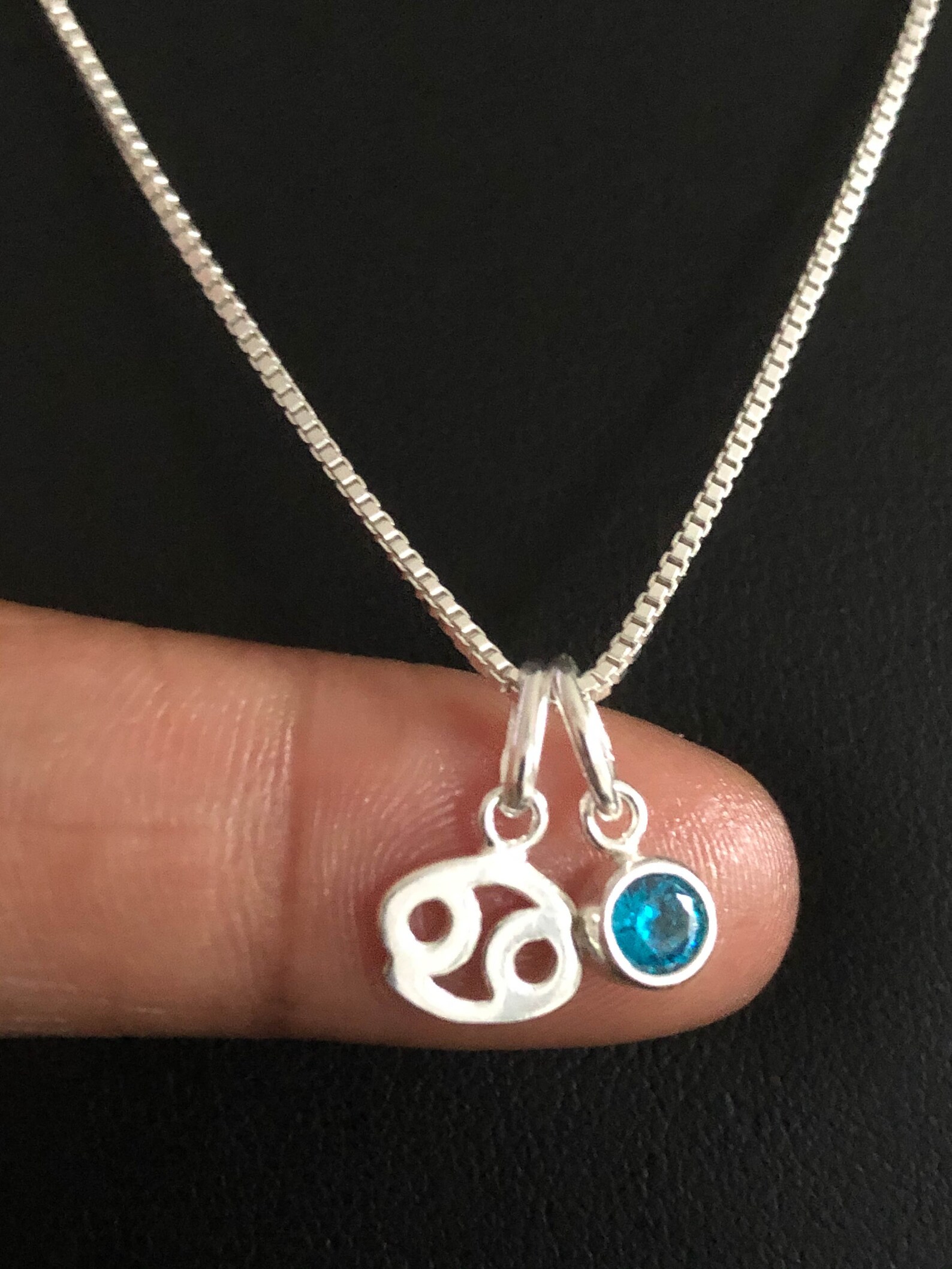 Petite Cancer Necklace, Sterling Silver Cancer Pendant, June Birthstone ...