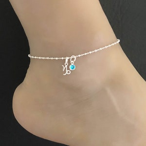 Capricorn Anklet, Sterling Silver Beaded Ankle Bracelet, December ...
