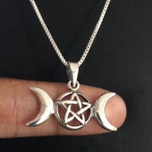 Triple Moon Necklace Sterling Silver Triple Moon Pendant | Etsy